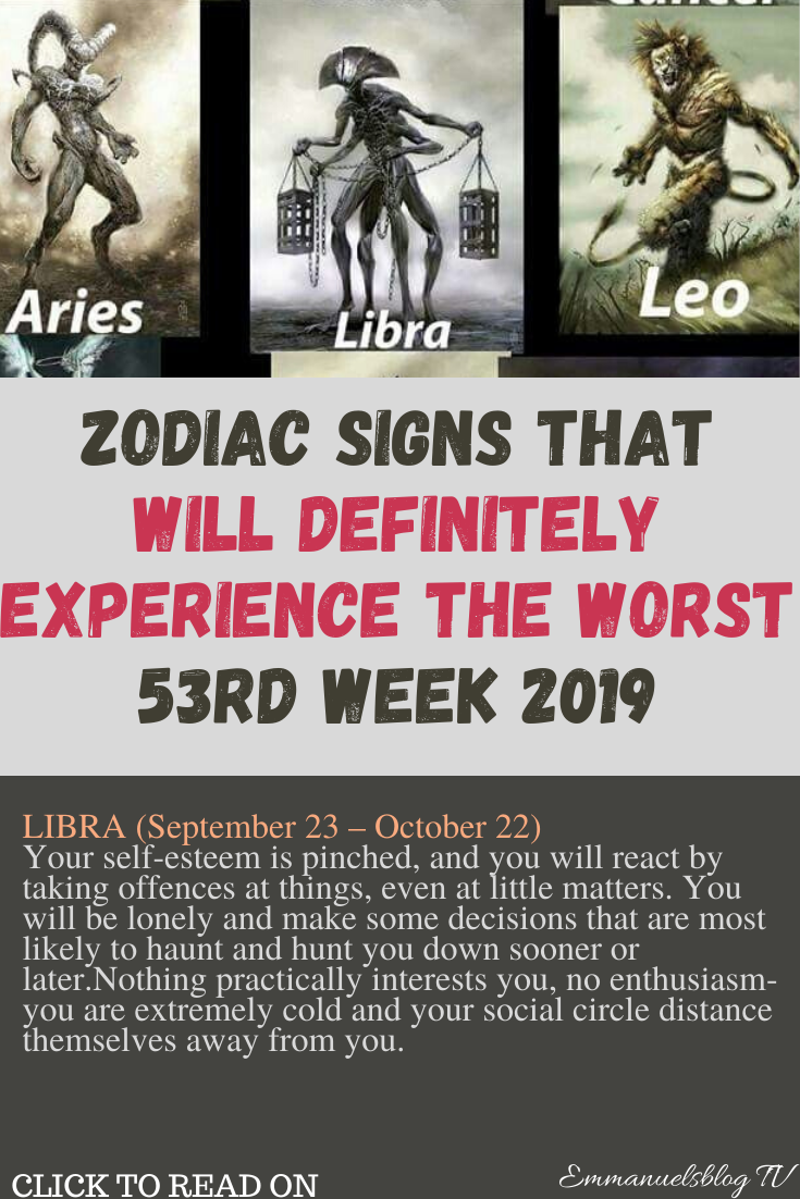 Zodiac Signs That Will Definitely Experience The Worst 53rd Week 2019