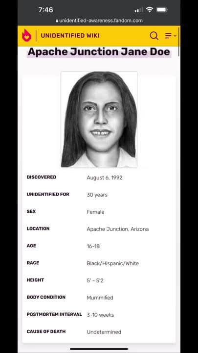 Remains of ‘Apache Junction Jane Doe’ — a mystery SINCE 1992 discovery ...