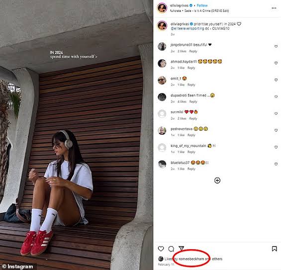 Romeo Beckham likes a slew of Australian MODEL's scantily-clad snaps in ...