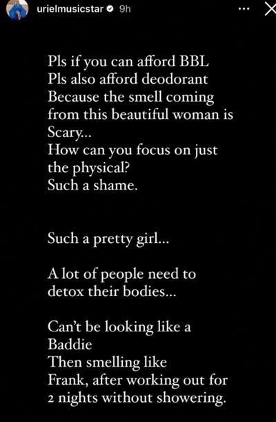 BBN Uriel: "If You Can Afford BBL, You Can Also Afford Deodorant"