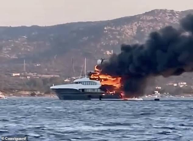 Superyacht carrying 16 people and crew CATCHES fire off the coast of ...